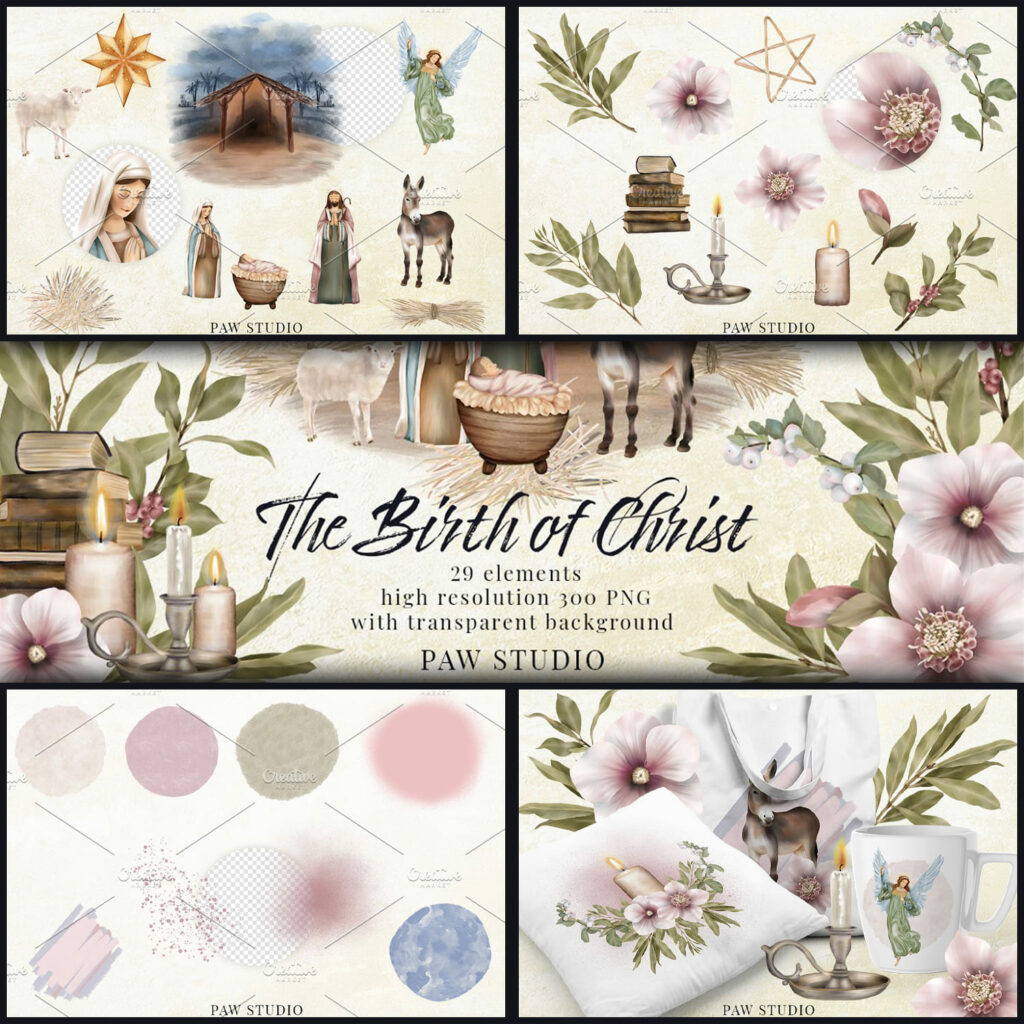 Religious Christmas Clipart Jesus – MasterBundles