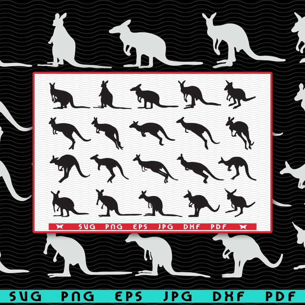 SVG Kangaroo, Black Silhouettes – MasterBundles