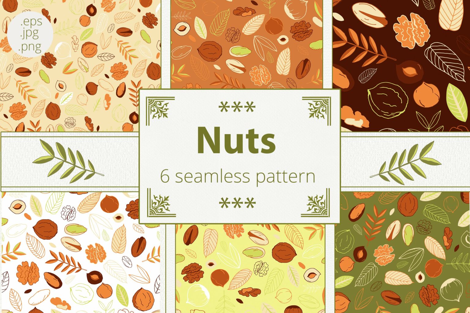 Nuts. Seamless Patterns – MasterBundles