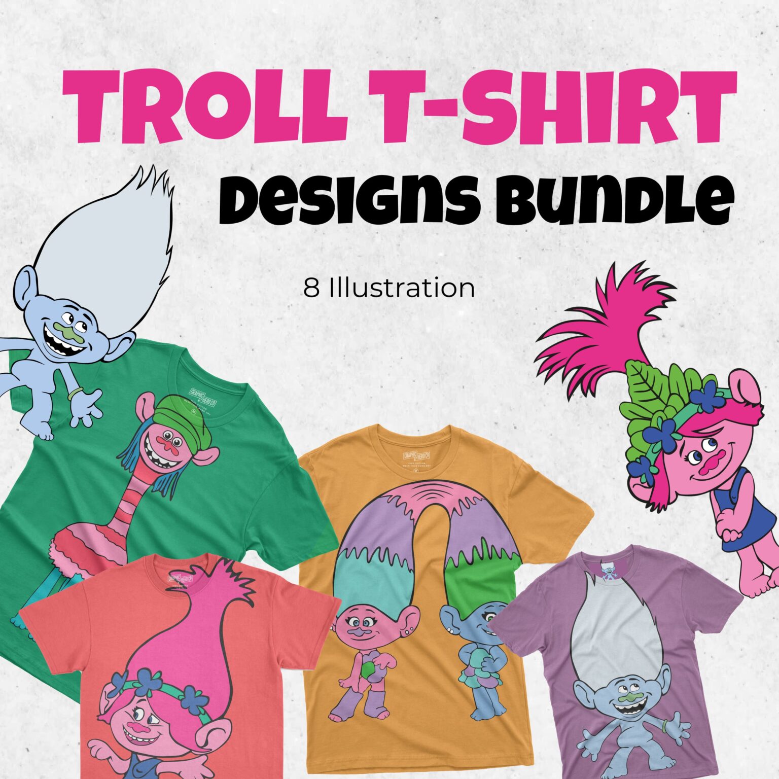 8 Troll T-shirt Designs Bundle – MasterBundles