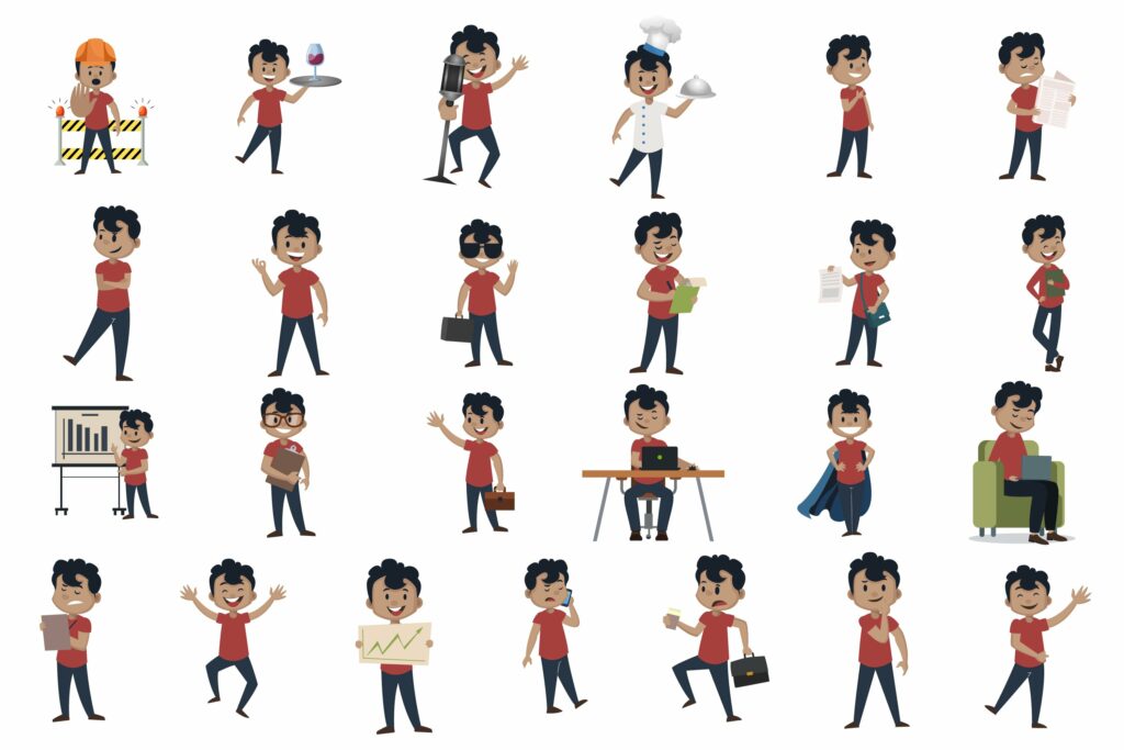 50 Boy Character in Different Situation Collection – MasterBundles
