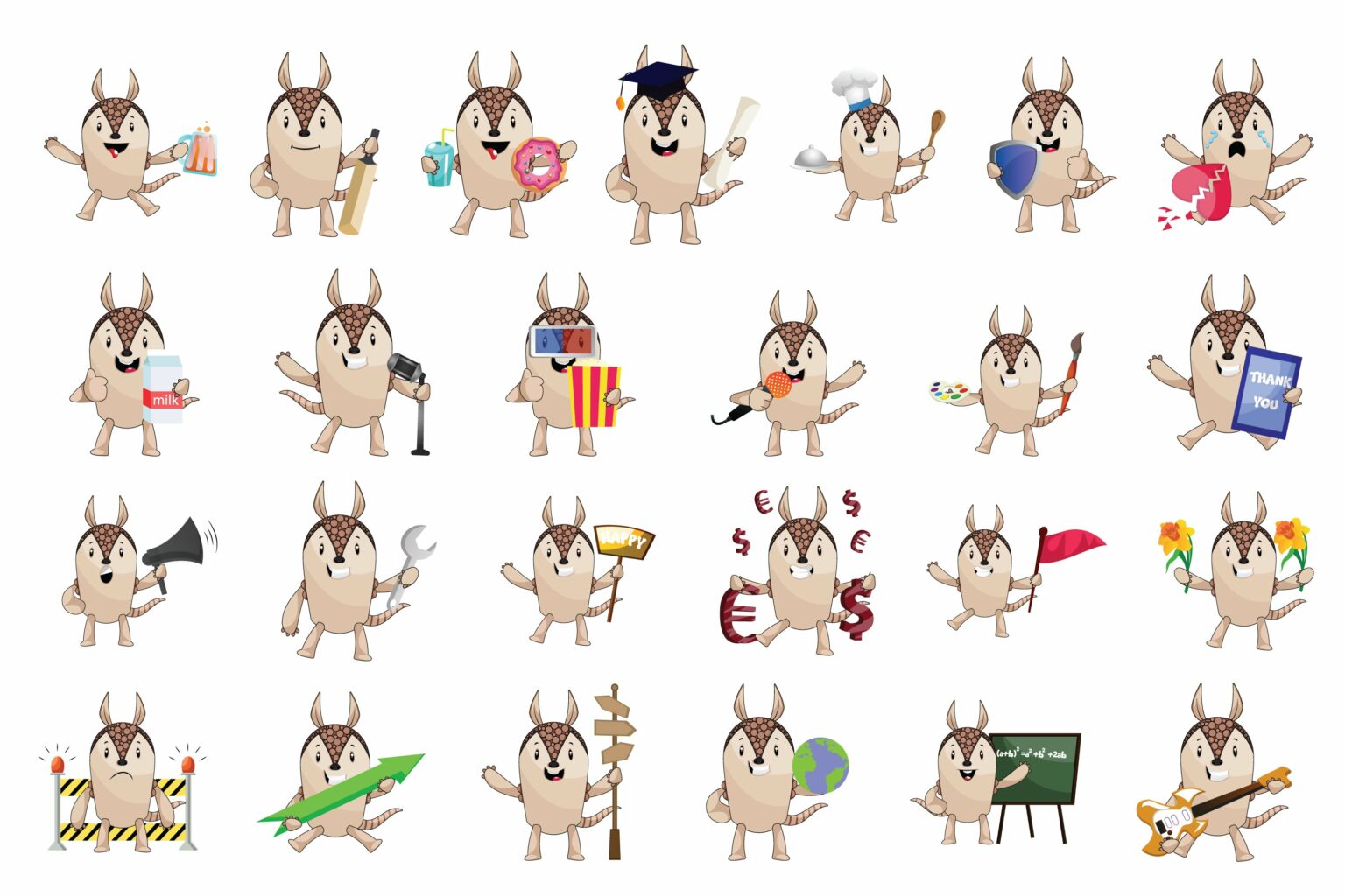 50 Armadillo Character and Mascot Collection Illustration – MasterBundles