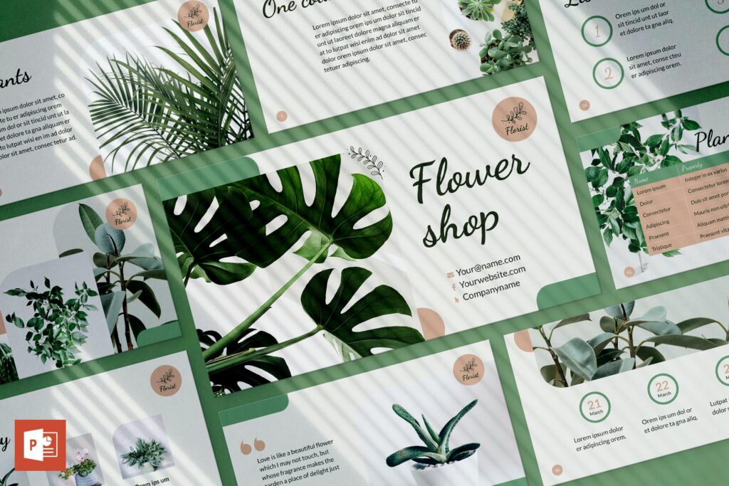 Flower Shop PowerPoint Presentation Template – MasterBundles