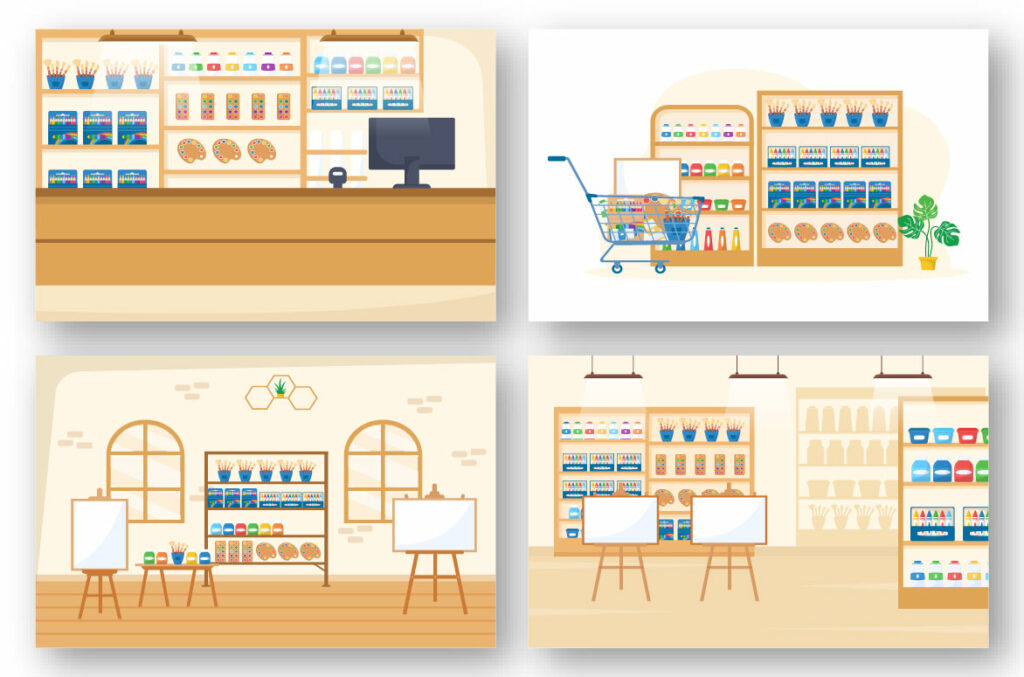 11 Art Store Of Painting Supplies Illustration - MasterBundles