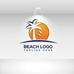 Simple Tropical Beach Logo Template | MasterBundles