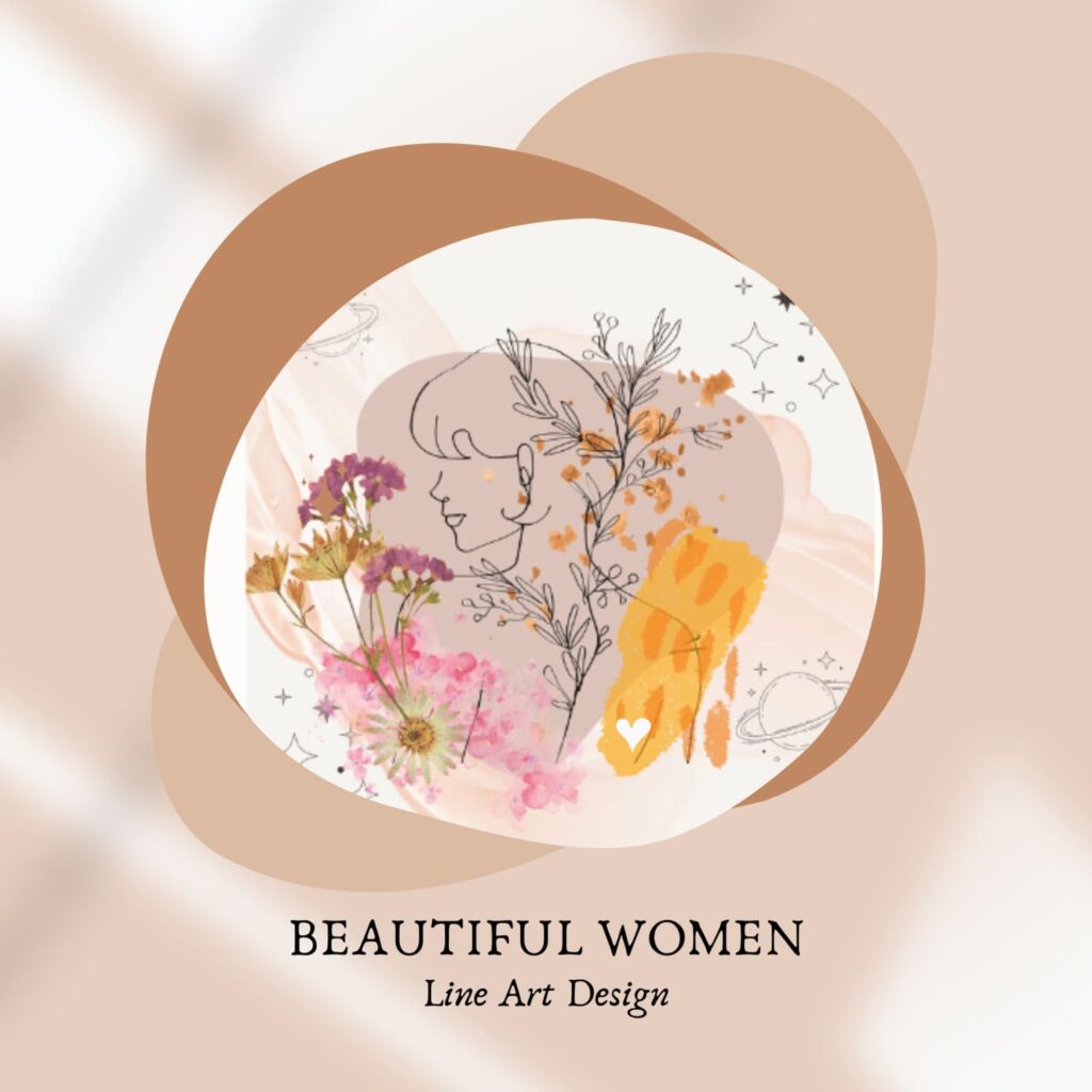 Beautiful Line Art Design of Girl – MasterBundles