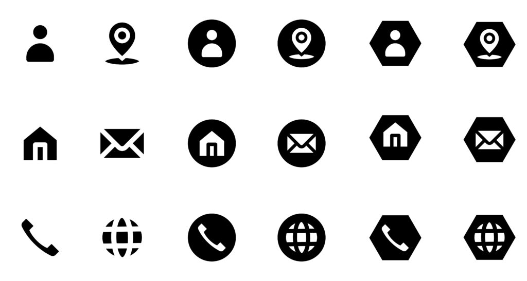 White Neon And Black Filled Contact Icons - MasterBundles