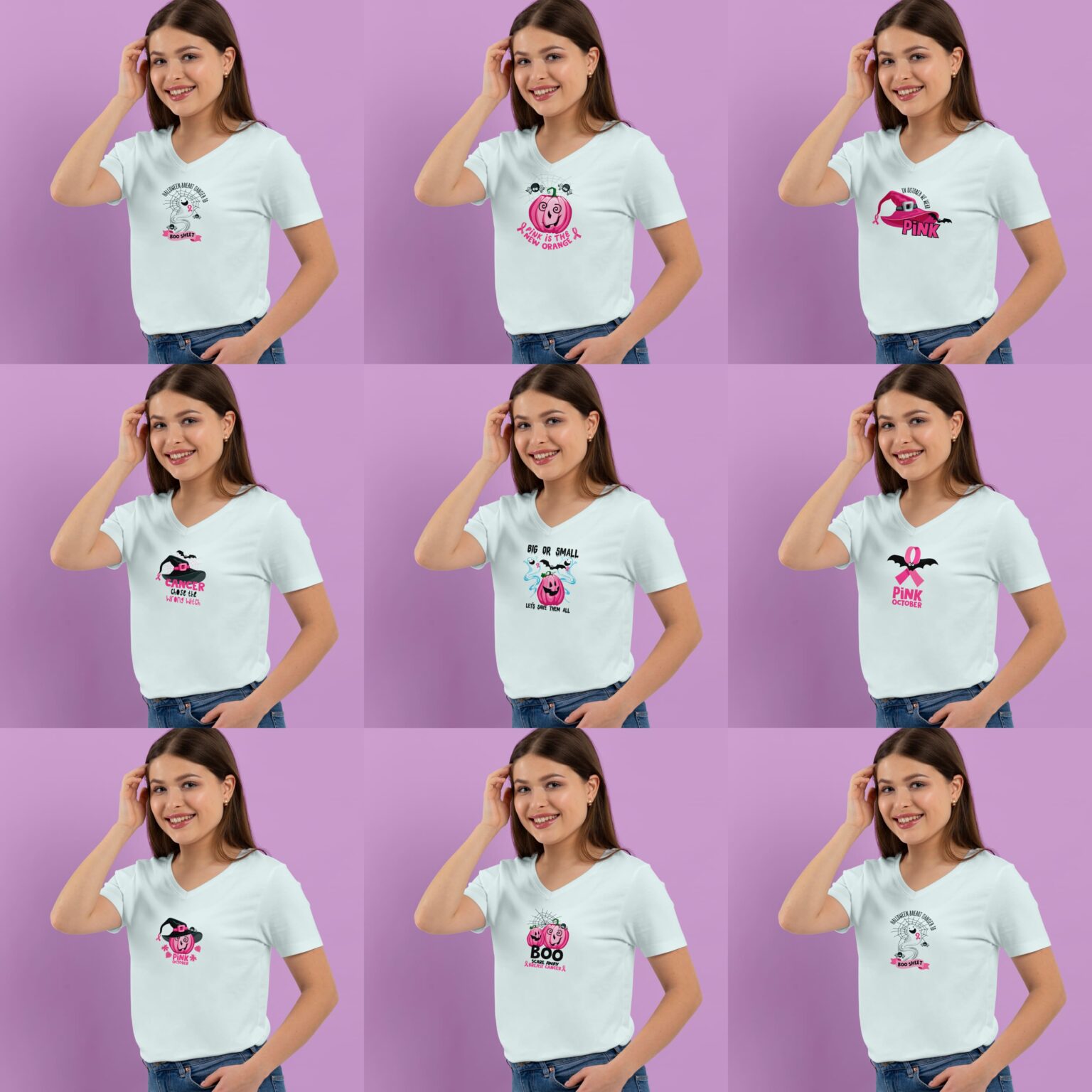 Breast Cancer Halloween SVG T-shirt Designs Bundle – MasterBundles