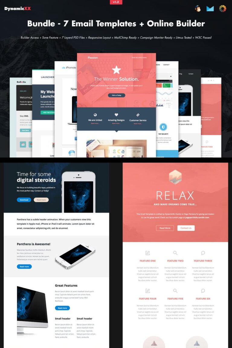 Bundle - 7 Email Templates + Builder – MasterBundles