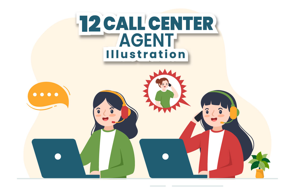 12 Call Center Agent Illustration - MasterBundles