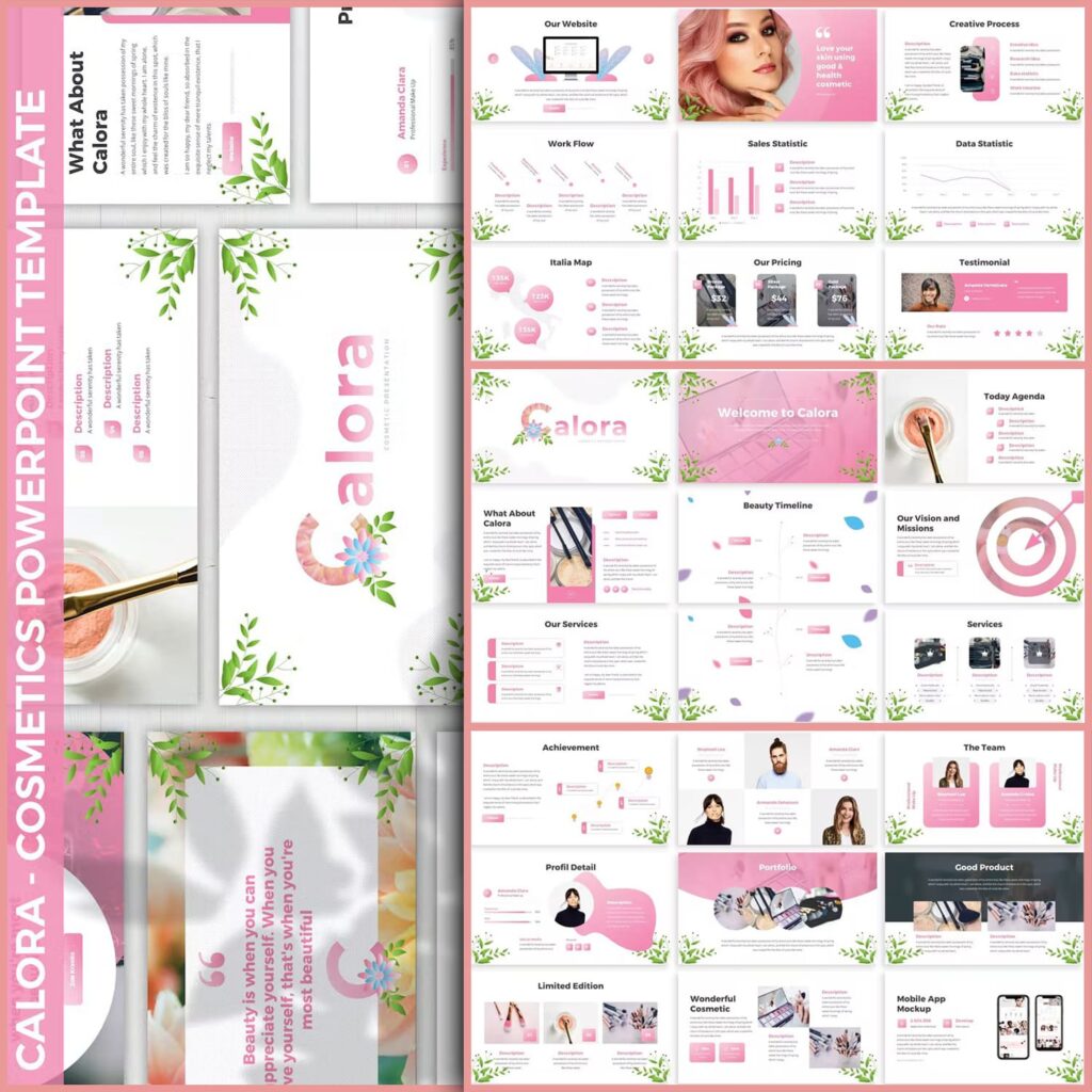 Calora - Cosmetics Powerpoint Template – MasterBundles
