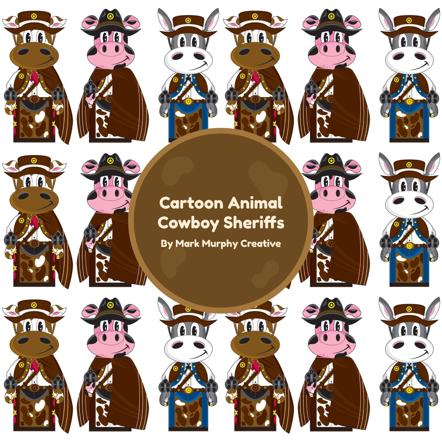 Cartoon Donkey Cowboy Sheriff Image | MasterBundles