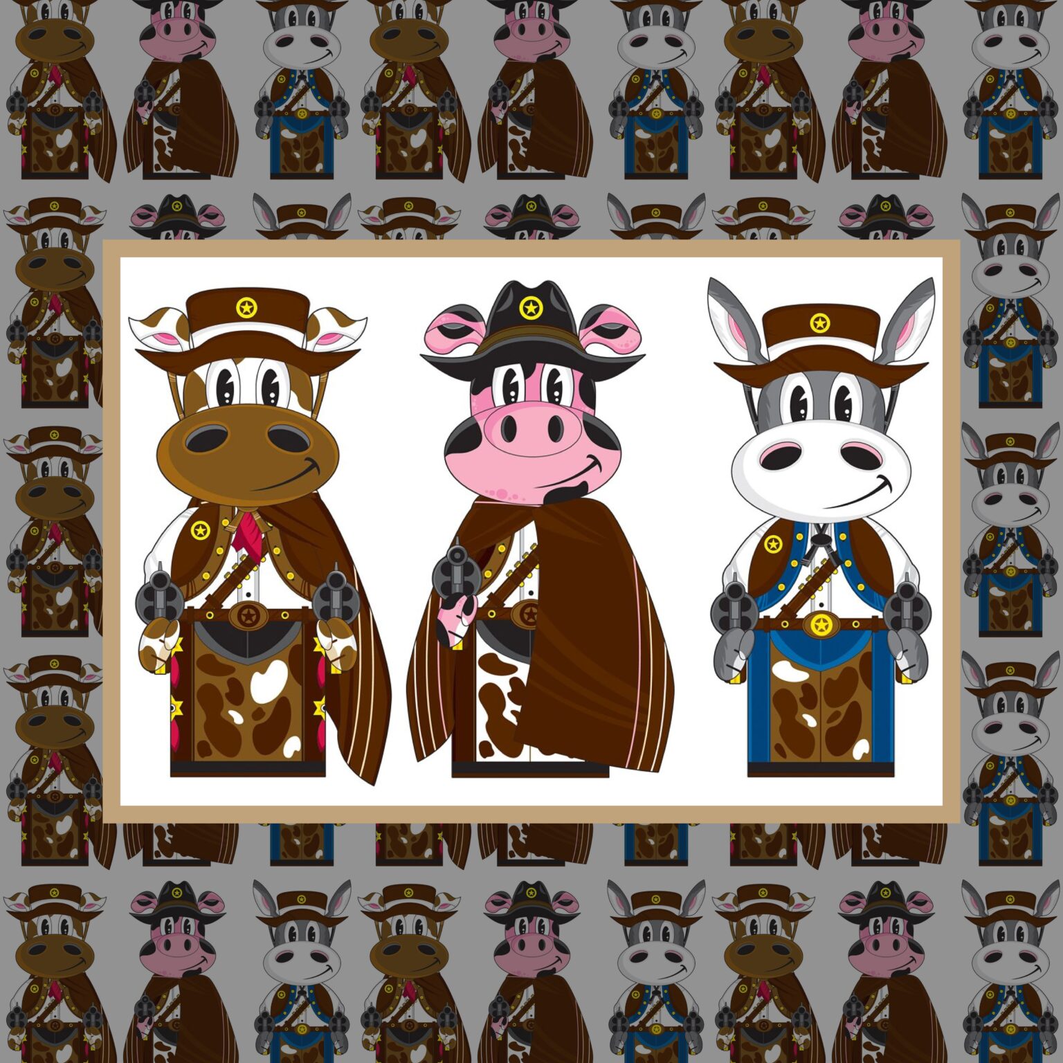 Cartoon Animal Cowboy Sheriffs Vector Illustration – MasterBundles