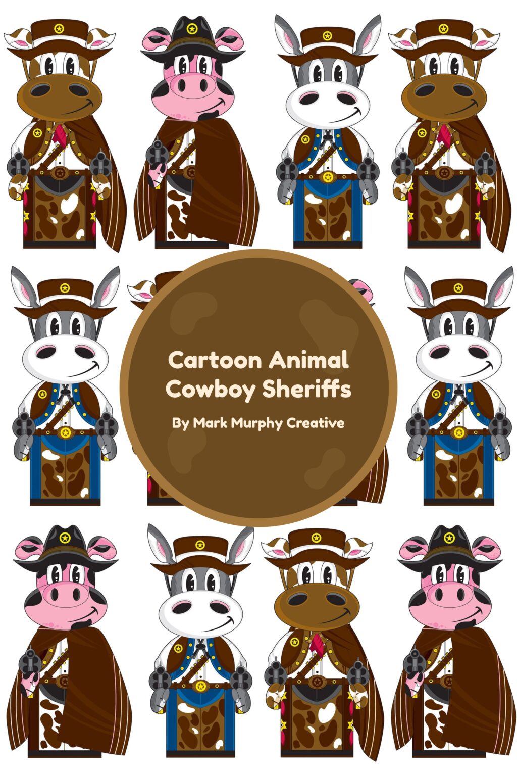 Cartoon Animal Cowboy Sheriffs Vector Illustration – MasterBundles