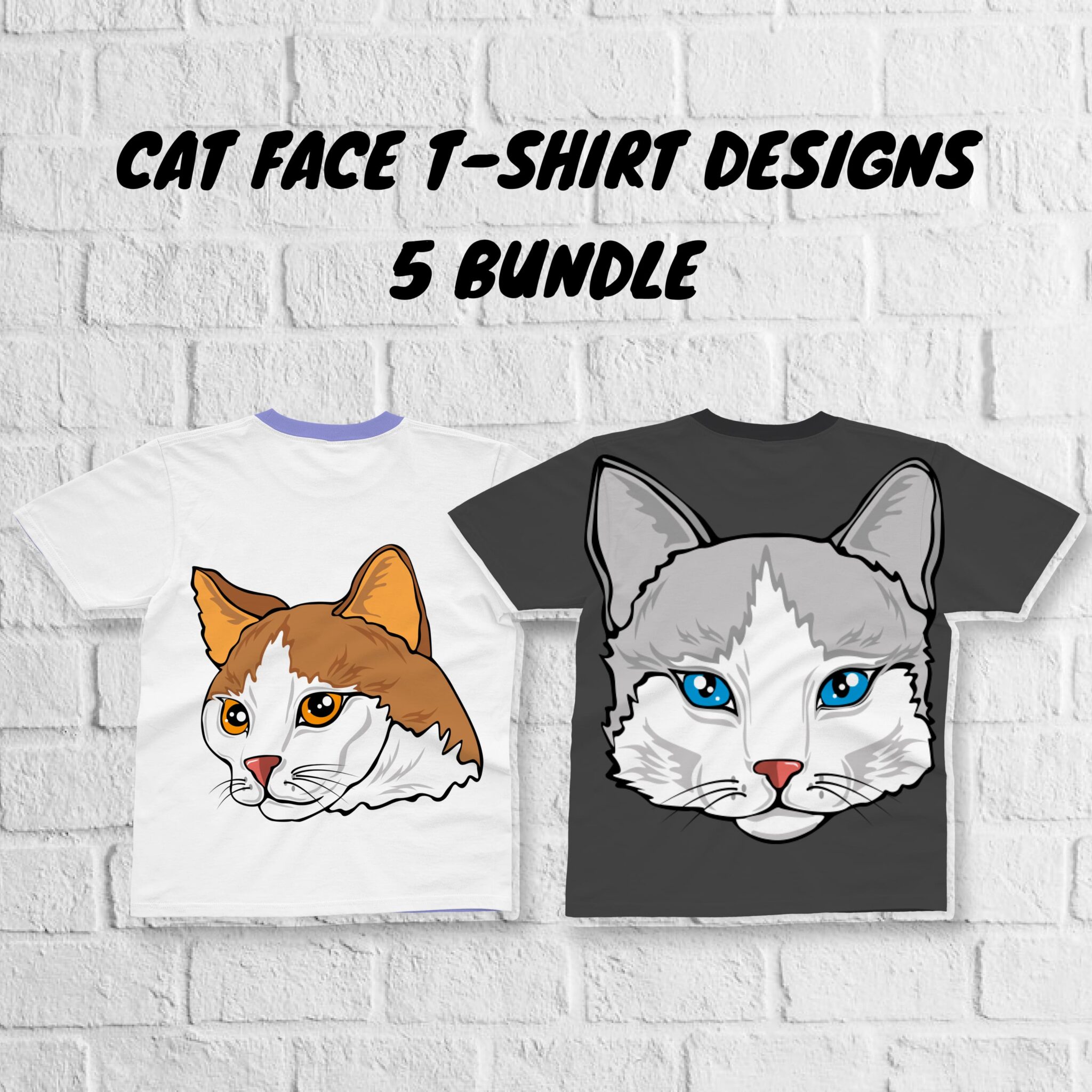 Cat Face T-shirt Designs Bundle – MasterBundles