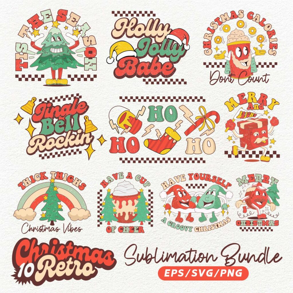 Retro Christmas T-shirt Designs - MasterBundles