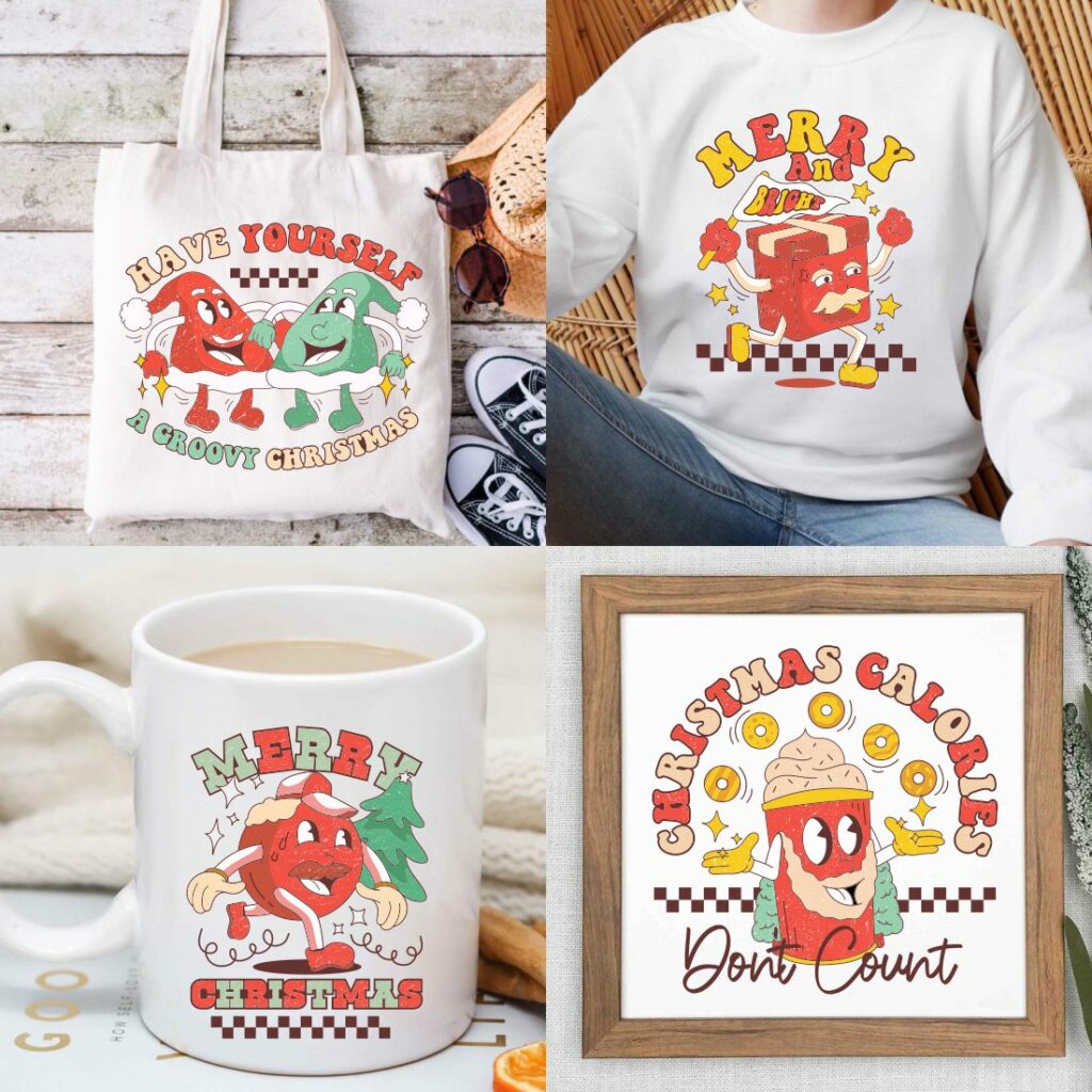 Retro Christmas T-shirt Designs - MasterBundles