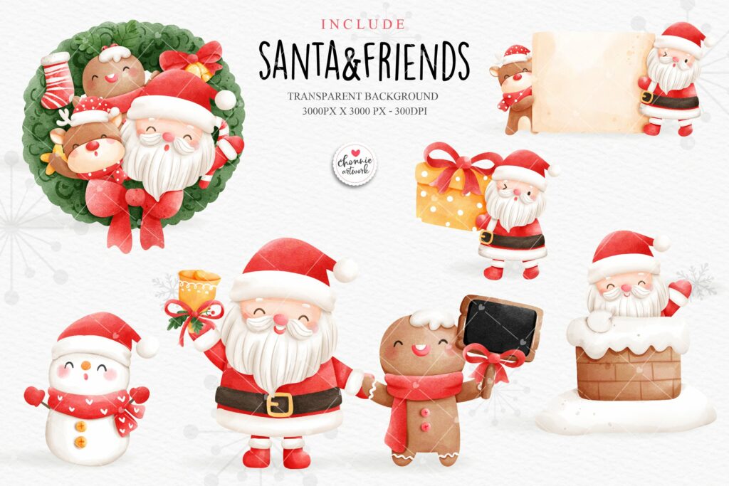 Christmas Clipart, Santa Claus – MasterBundles