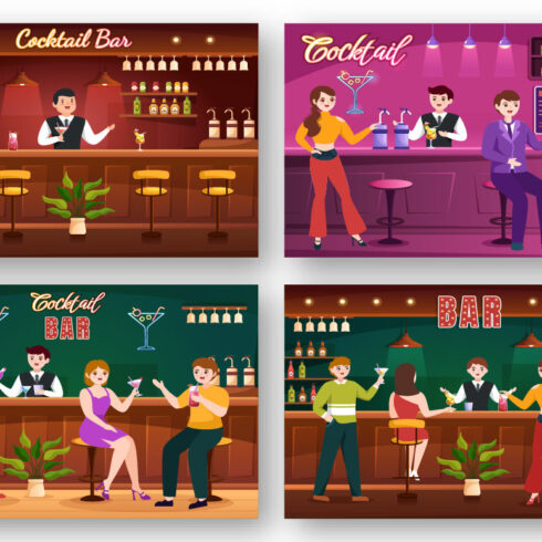 13 Cocktail Bar Illustration | MasterBundles