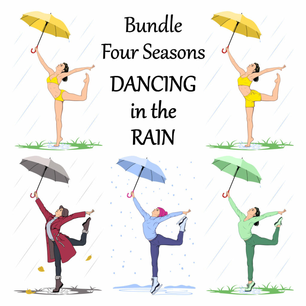 Girl Dancing in the Rain Graphics Bundle - MasterBundles