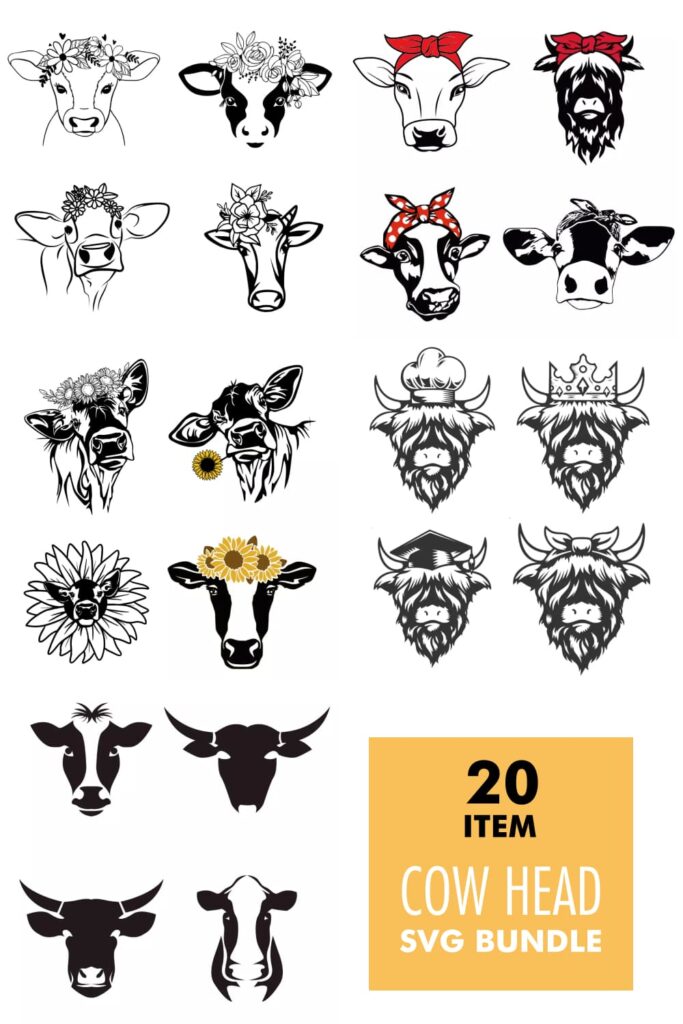 Cow Head SVG Bundle - MasterBundles