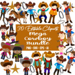 30 Cowboys Editable Clipart Set | MasterBundles