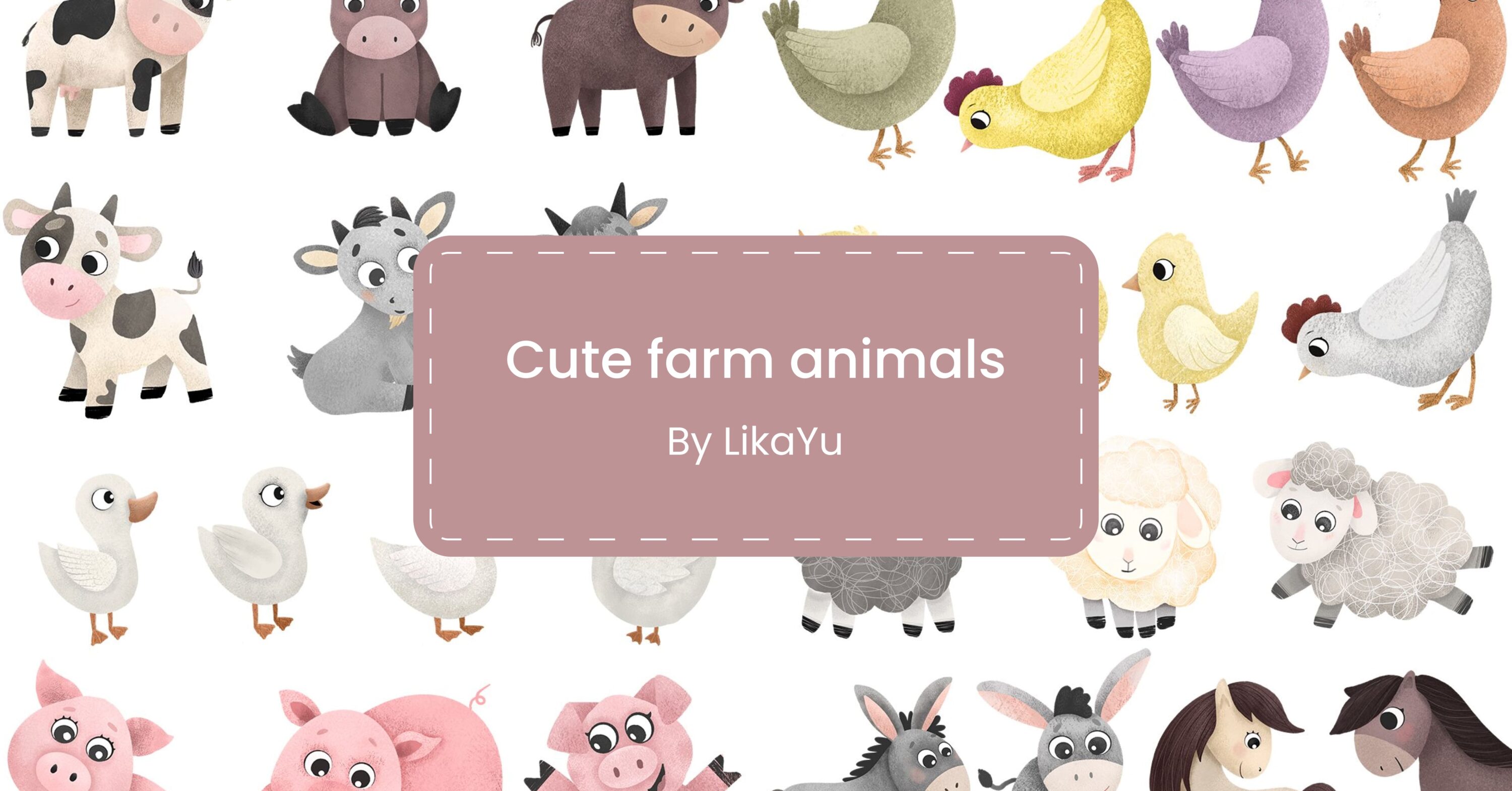 Cute Small Farm Animals Designs – MasterBundles