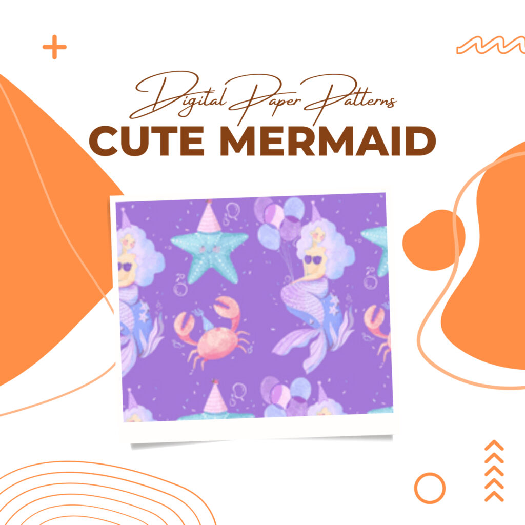 12 Cute Mermaid Digital Paper – MasterBundles