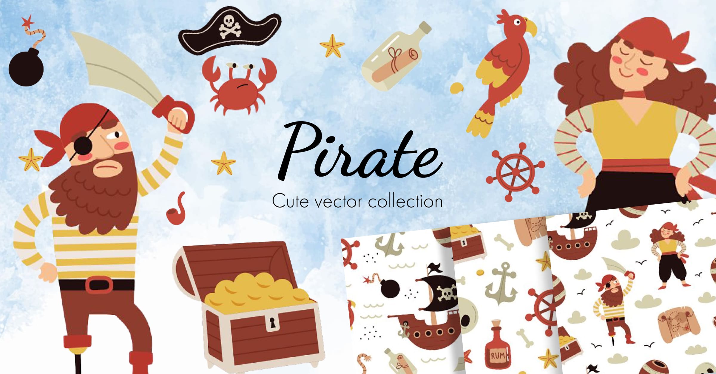 Cute Vector Pirate Collection – MasterBundles