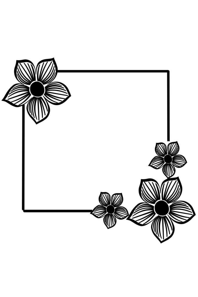 Black text box quote flowers frame shapes outline vector - MasterBundles