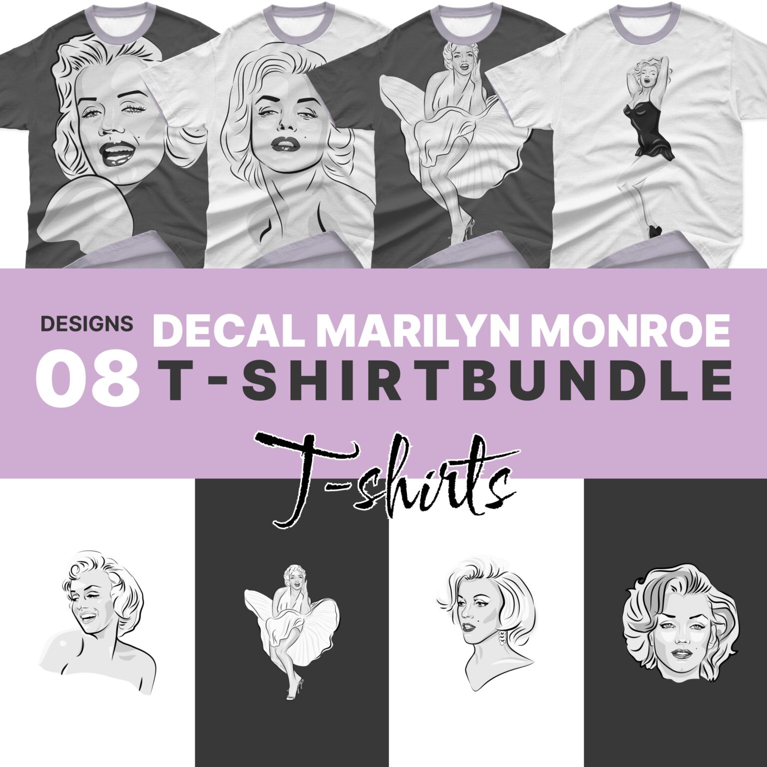 Decal Marilyn Monroe SVG T-Shirt Designs Bundle – MasterBundles