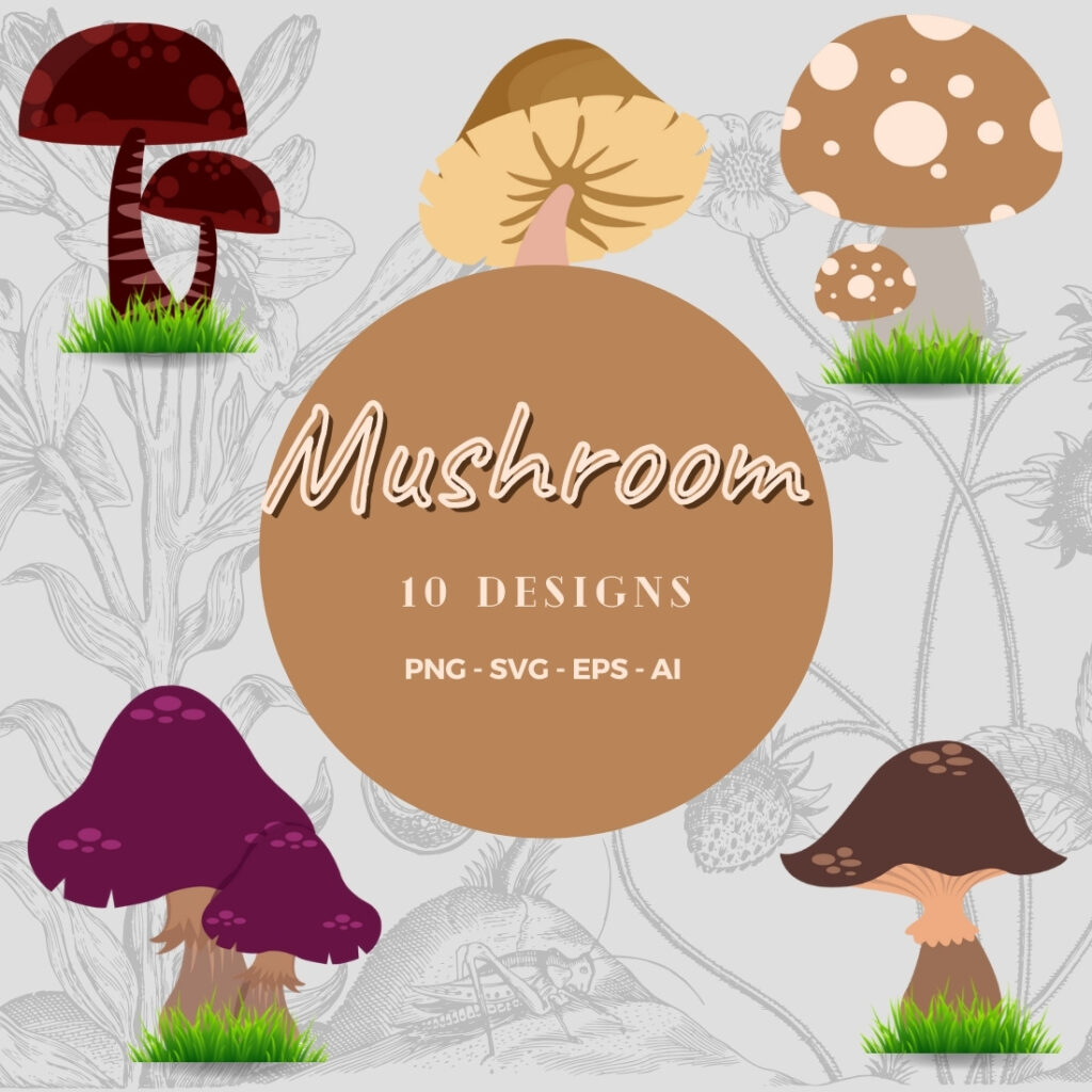 10 Mushroom Editable Clipart Set - MasterBundles