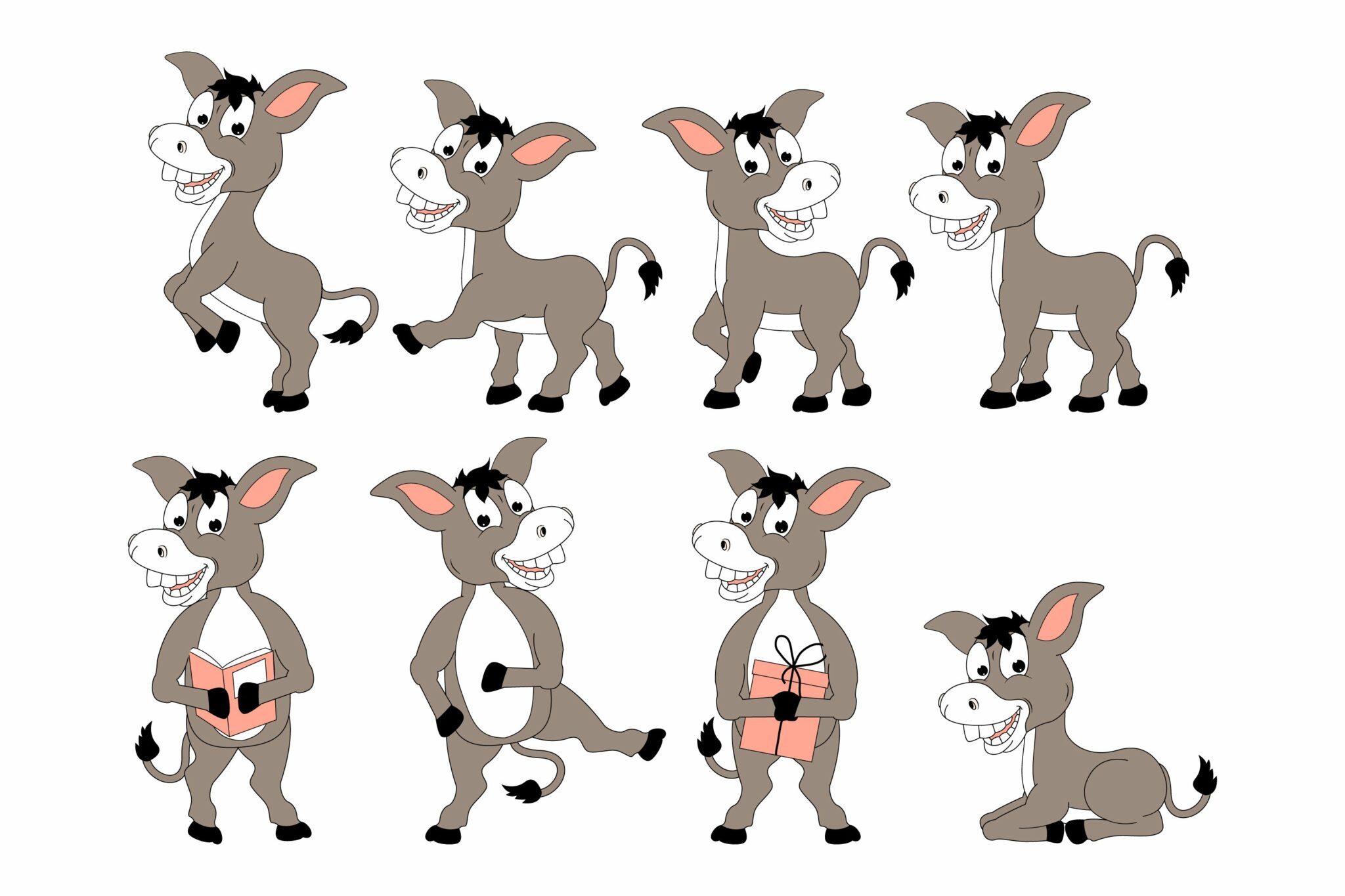 Cute Donkey Animal Cartoon Graphic – MasterBundles