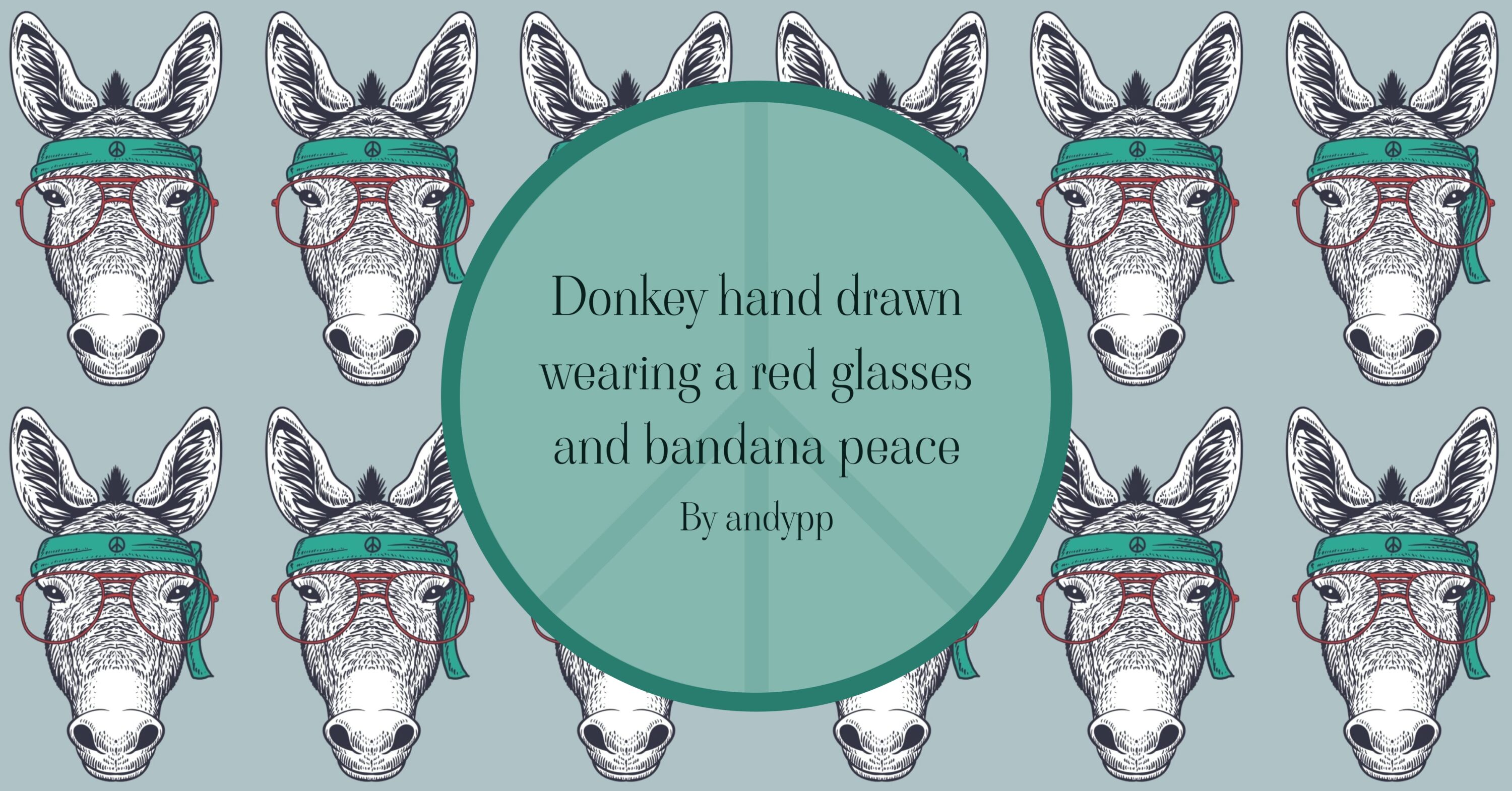 Donkey Hand Drawn Wearing a Red Glasses and Bandana Peace – MasterBundles