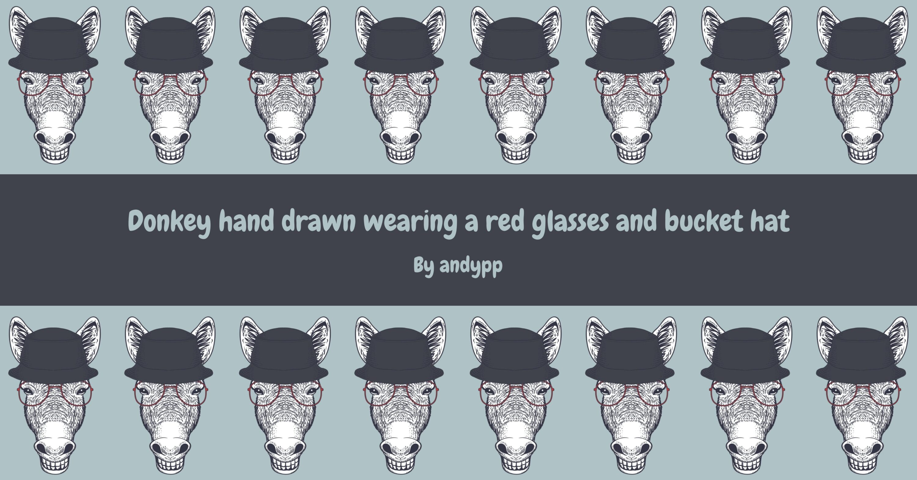 Donkey Hand Drawn Wearing a Red Glasses and Bucket Hat – MasterBundles