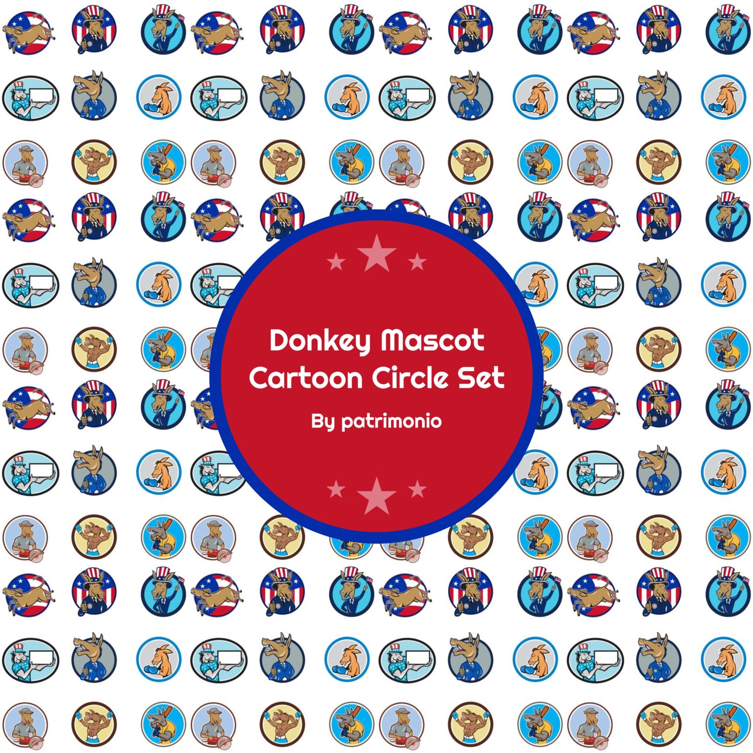 Donkey Mascot Character Cartoon Circle Set – MasterBundles