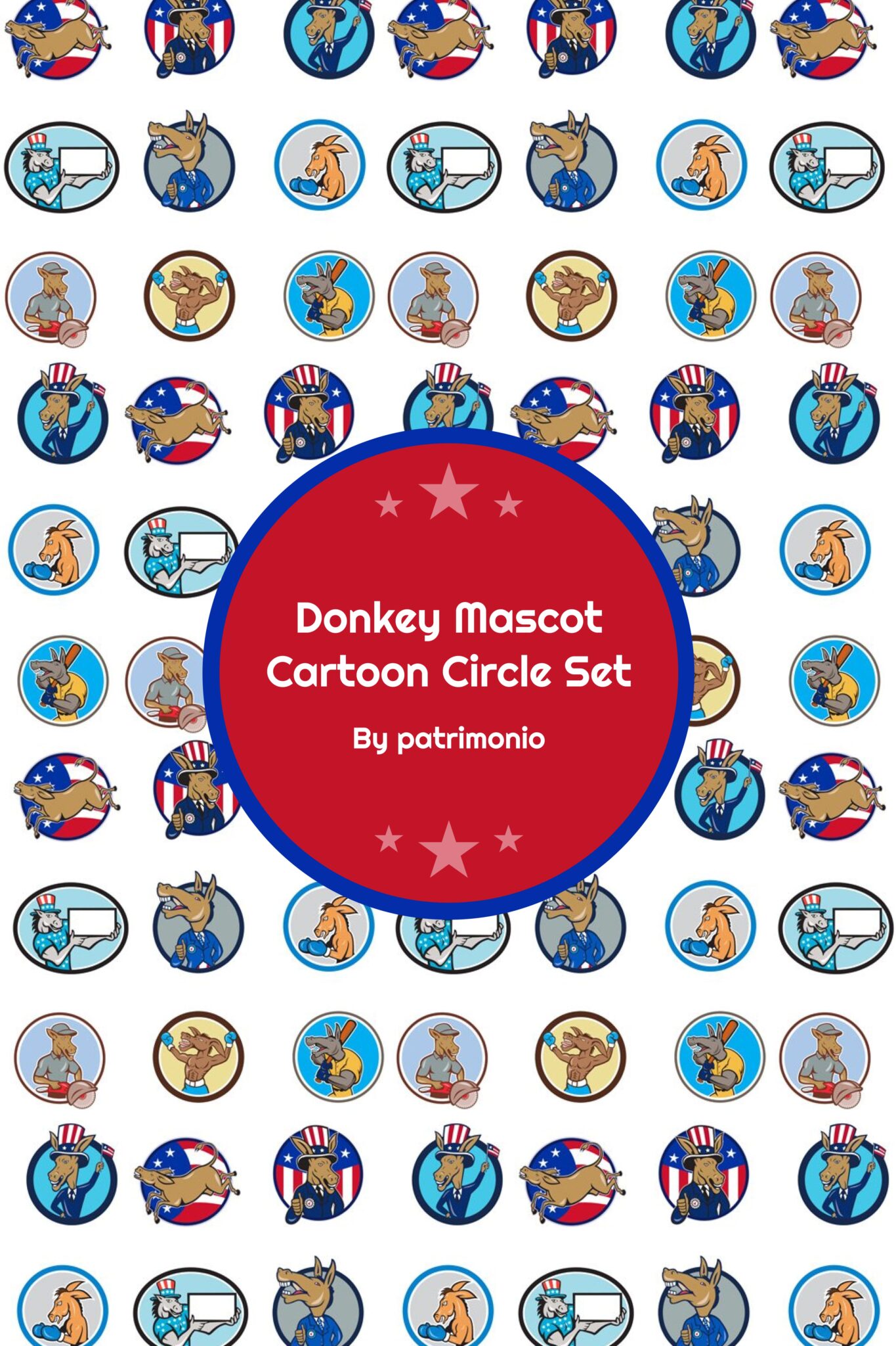 Donkey Mascot Character Cartoon Circle Set – MasterBundles