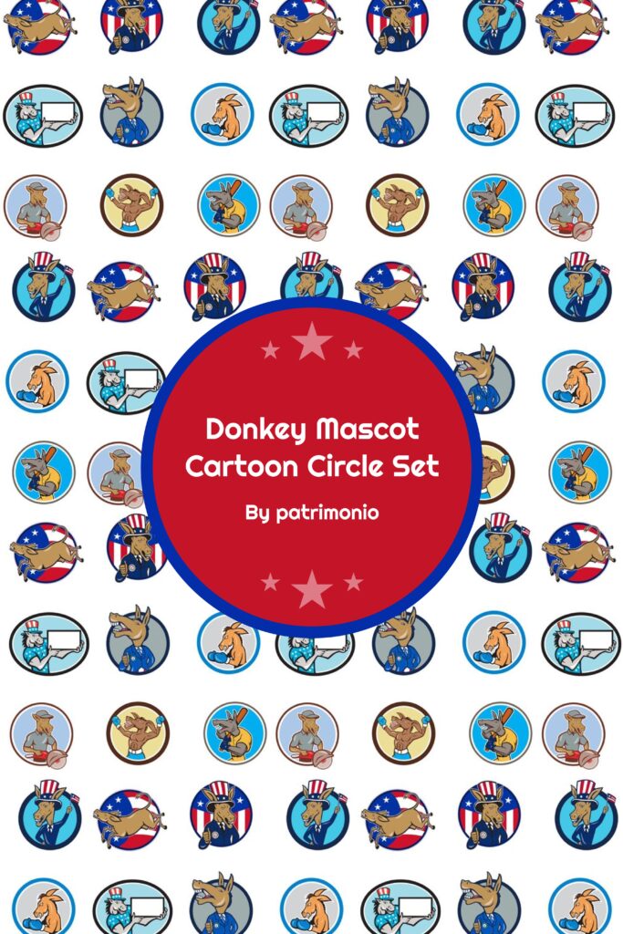 Donkey Mascot Character Cartoon Circle Set – MasterBundles