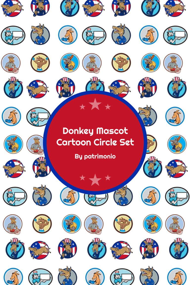 Donkey Mascot Character Cartoon Circle Set – MasterBundles