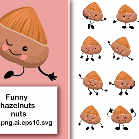 Hazelnuts Nuts Cute Characters With Human Faces | MasterBundles