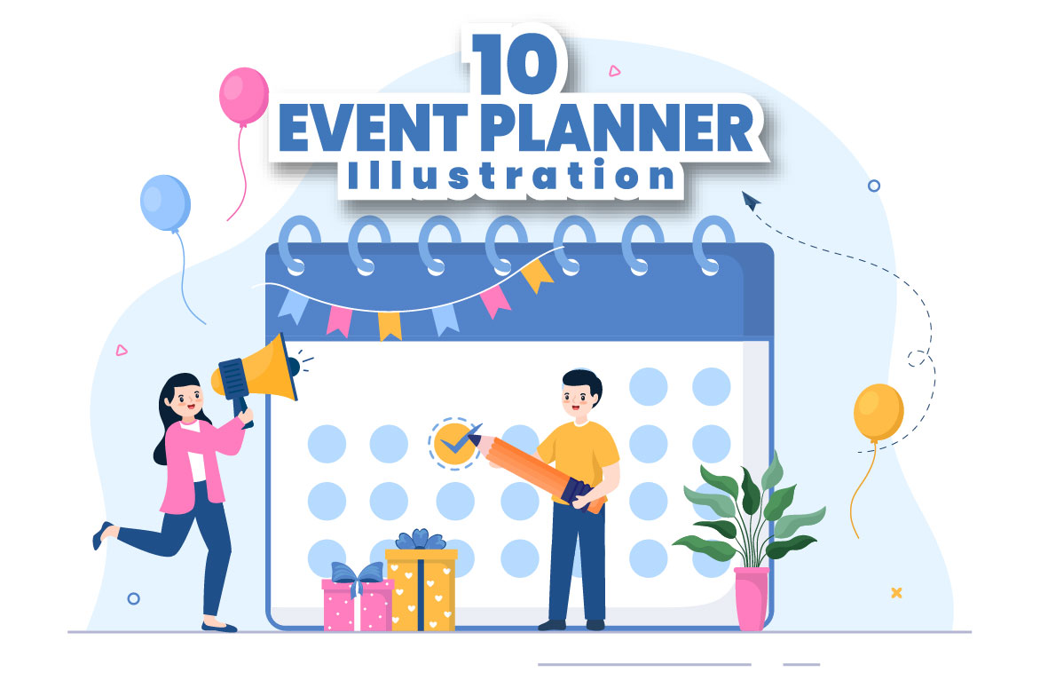10 Event Planner Flat Illustration - MasterBundles
