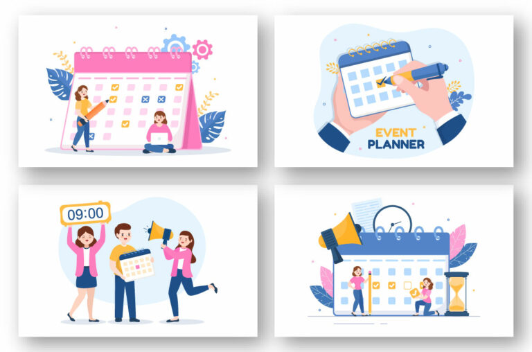 10 Event Planner Flat Illustration - MasterBundles
