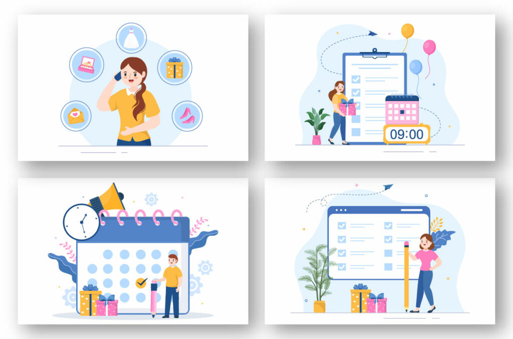 10 Event Planner Flat Illustration - MasterBundles