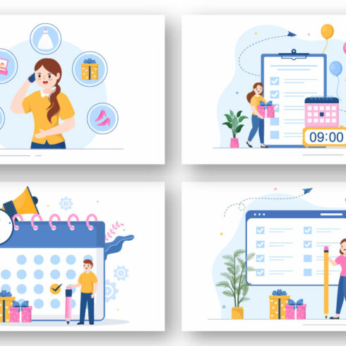 10 Event Planner Flat Illustration - MasterBundles