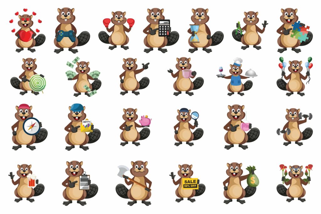 50 Beaver Character and Mascot Collection Illustration – MasterBundles