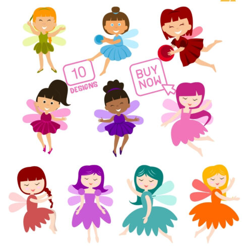 10 Fairies Editable Clipart Set - MasterBundles