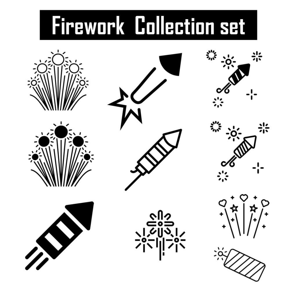 Firework and rockets vector design - MasterBundles