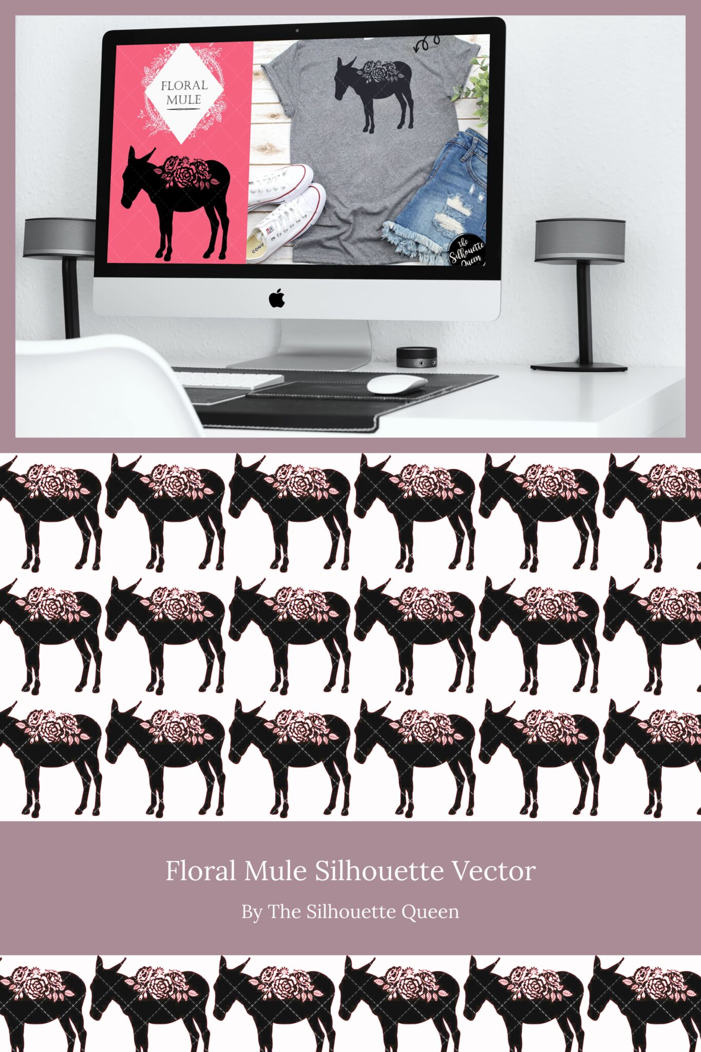 Floral Mule Silhouette Vector – MasterBundles