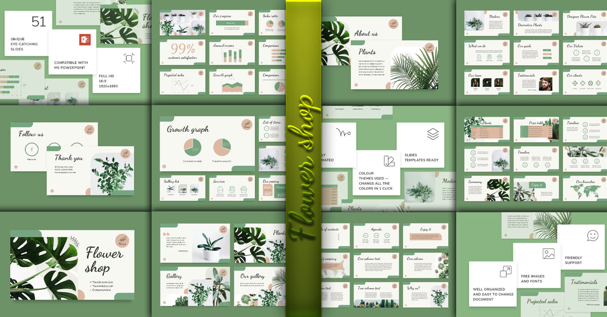 Flower Shop PowerPoint Presentation Template – MasterBundles