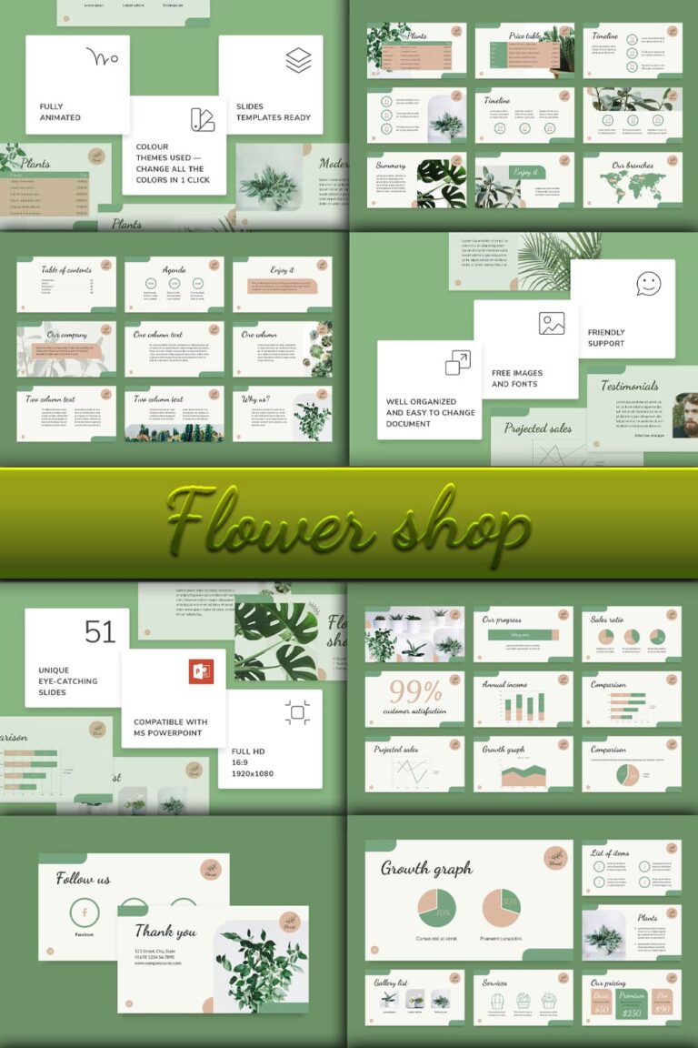 Flower Shop PowerPoint Presentation Template – MasterBundles